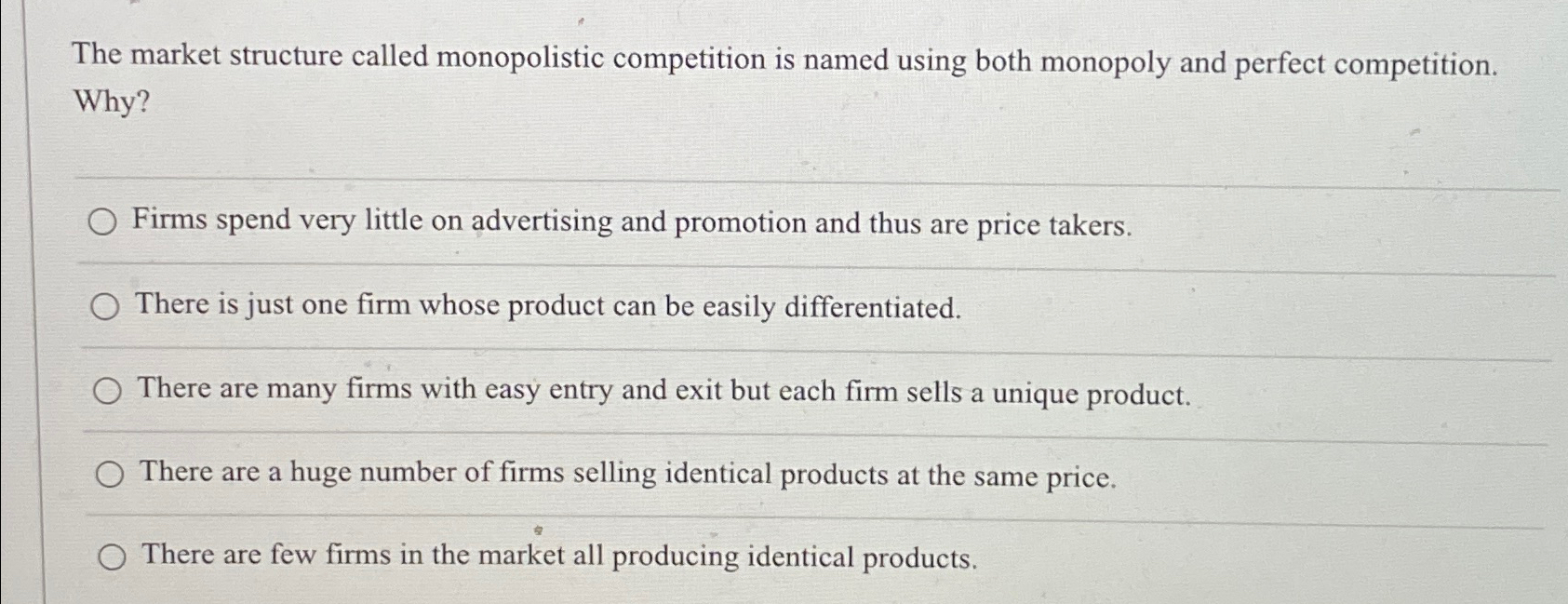 Solved The market structure called monopolistic competition | Chegg.com