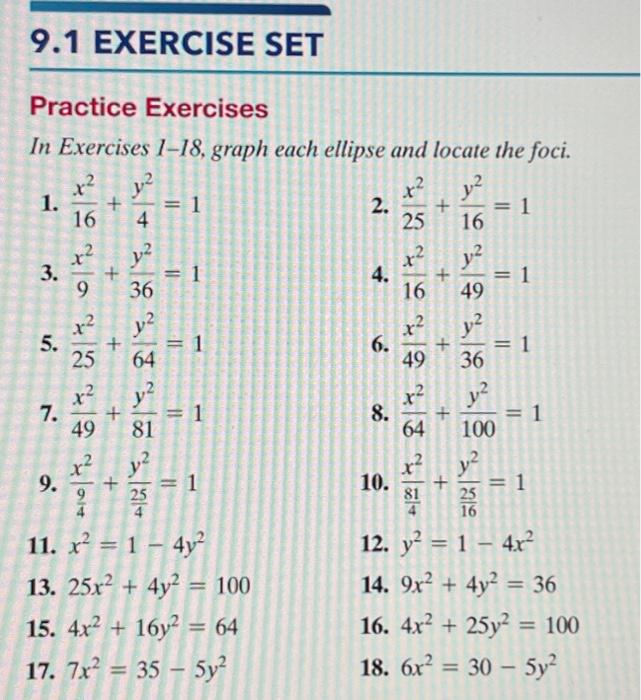 Solved In Exercises 1-18, graph each ellipse and locate the | Chegg.com