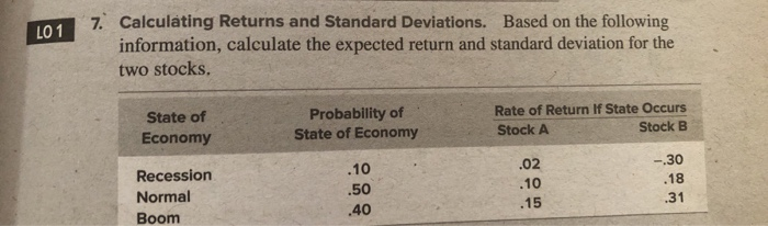 Solved 7. Calculating Returns and Standard Deviations. Based | Chegg.com Solved 7. Calculating Returns and Standard Deviations. Based | Chegg.com