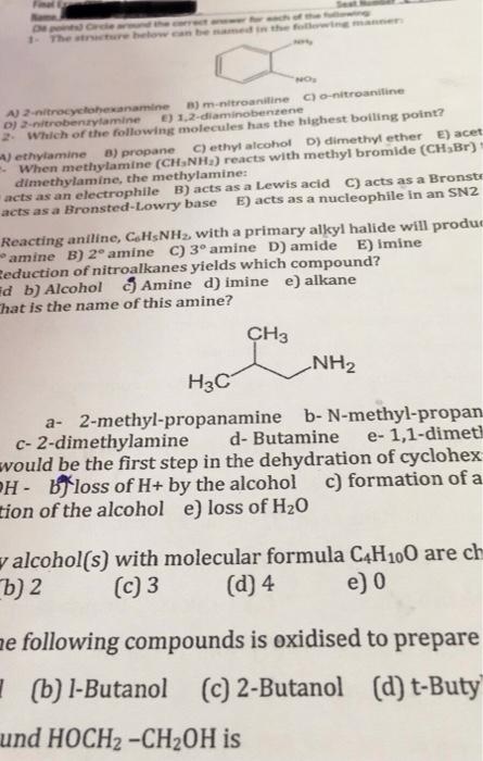 hathe D) achibncteertsylacmirnc 13) actis as a | Chegg.com