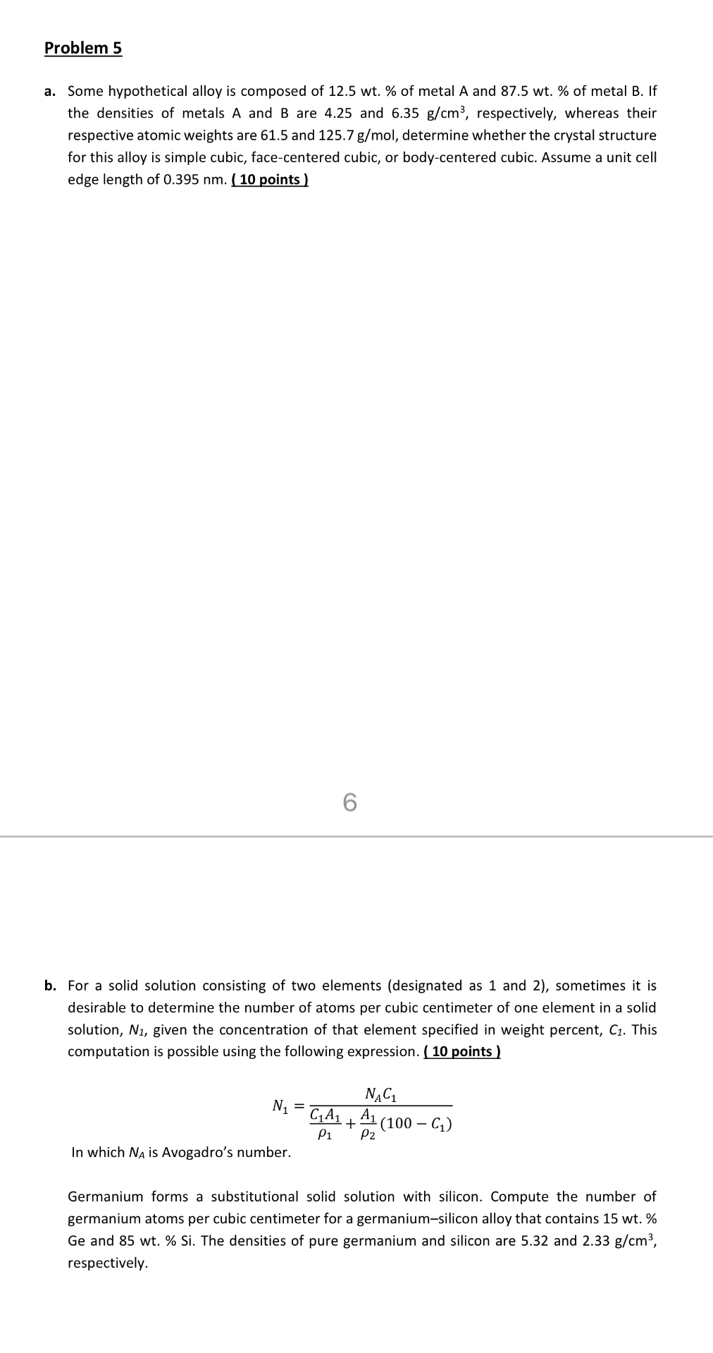 Solved Problem 5a. ﻿Some hypothetical alloy is composed of | Chegg.com