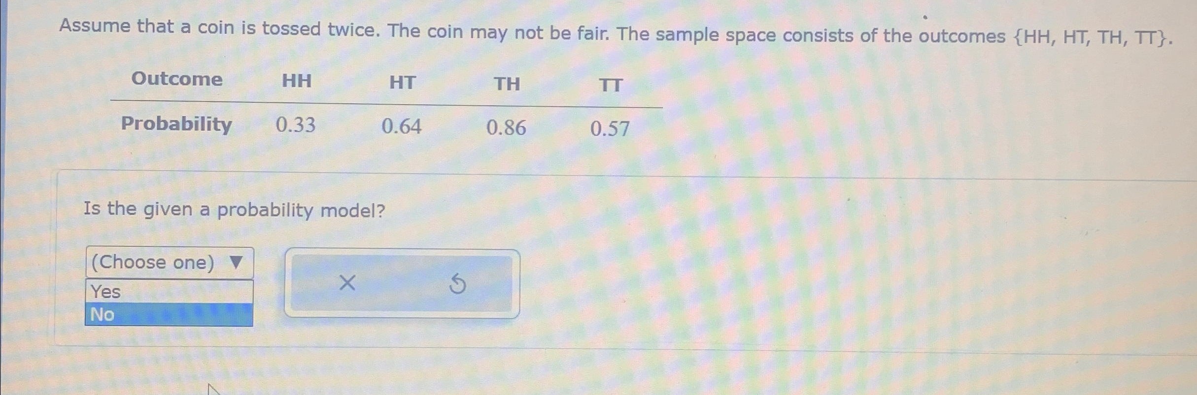 Solved Assume that a coin is tossed twice. The coin may not | Chegg.com