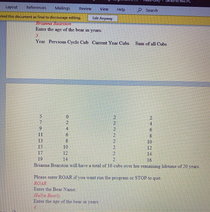 Solved ITP 100 Programming Assignment 2 According to | Chegg.com