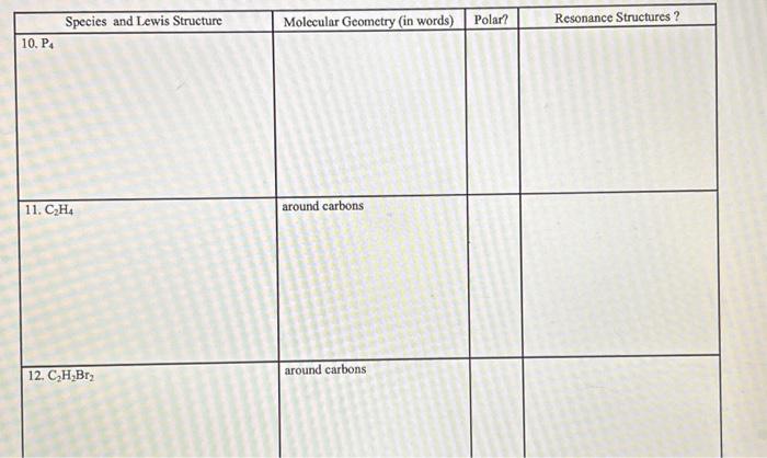 Solved \begin{tabular}{|c|c|c|c|} \hline Species and Lewis | Chegg.com