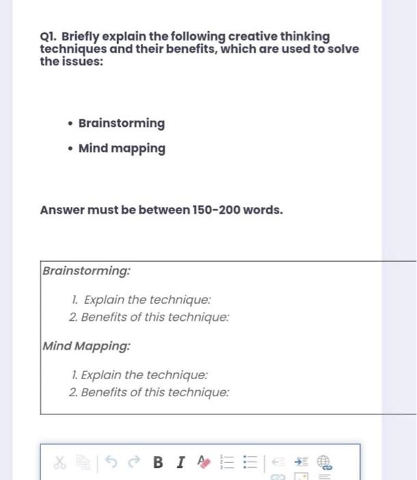 Solved Q1. Briefly explain the following creative thinking | Chegg.com