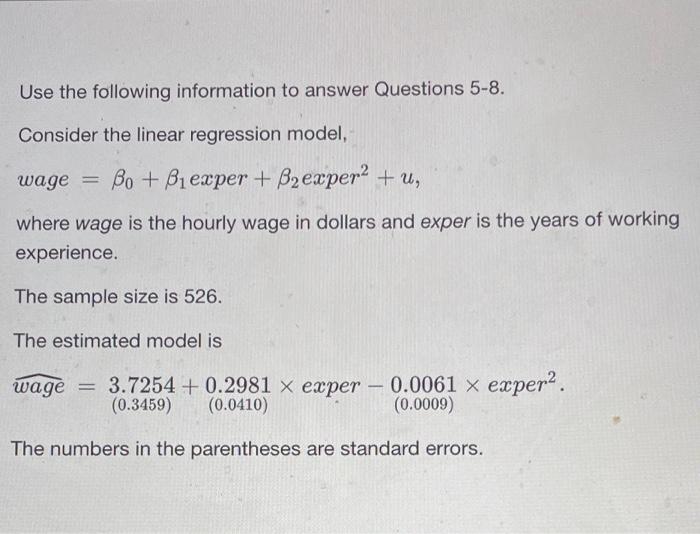 Solved Use the following information to answer Questions | Chegg.com