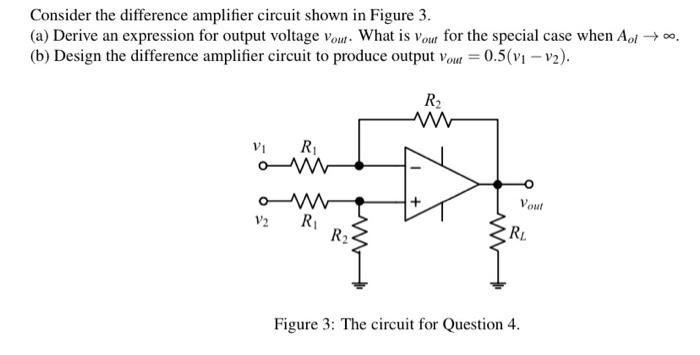 Solved Consider the difference amplifier circuit shown in | Chegg.com