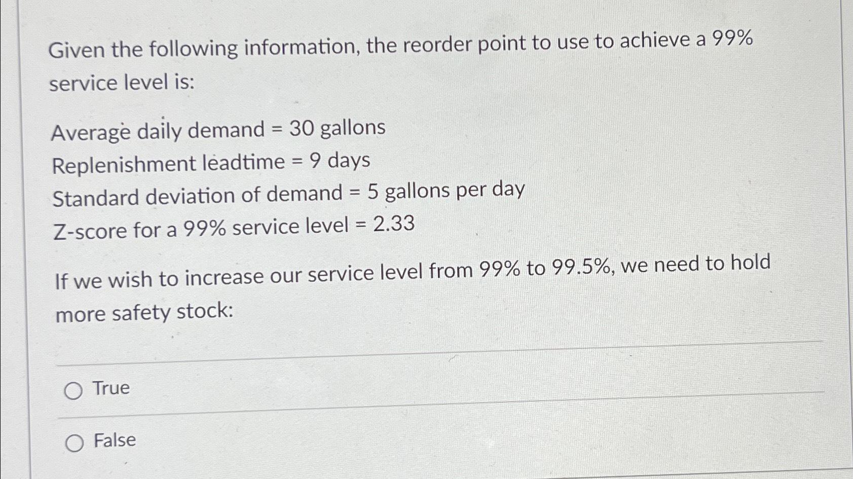 Solved Given the following information, the reorder point to | Chegg.com
