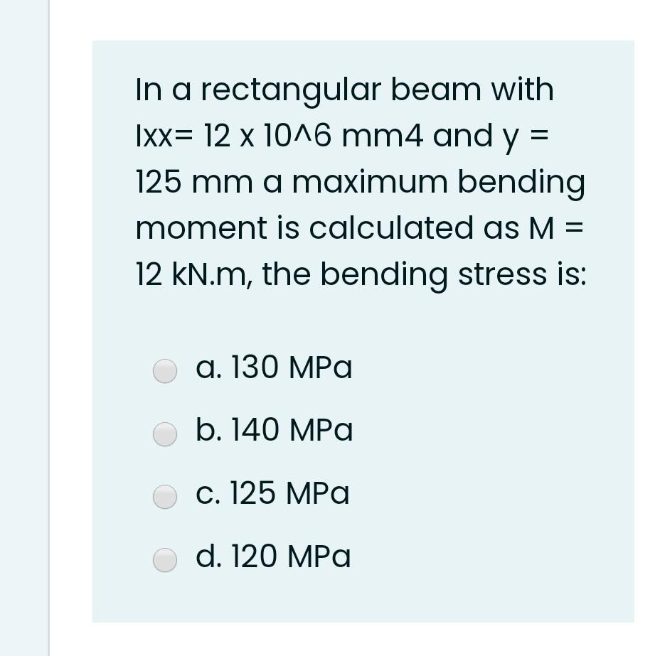 Solved In a rectangular beam with Ixx= 12 x 10^6 mm4 and y: | Chegg.com