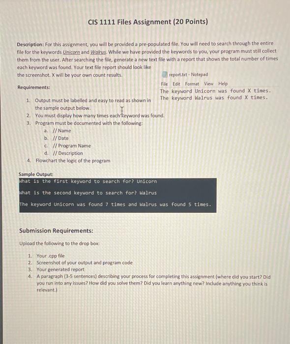 Solved C++ languege Files assignment requirement included | Chegg.com