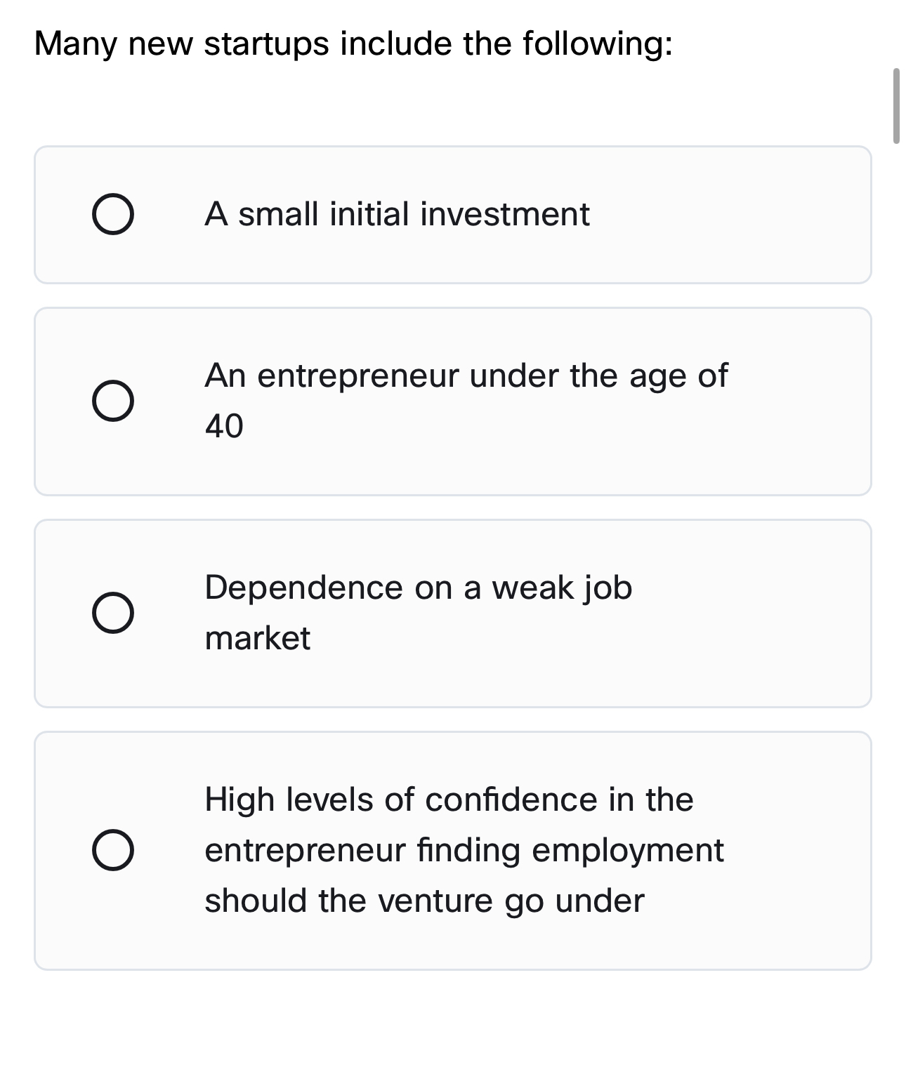 Solved Choose the correct answer ,Many new startups include | Chegg.com