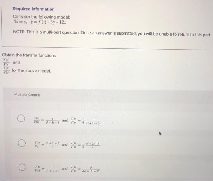 Solved Identify the correct transfer function X(s) F(3) and | Chegg.com