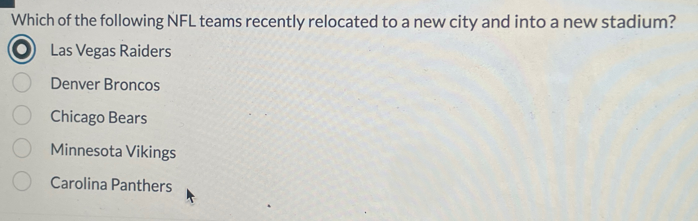 Solved Which of the following NFL teams recently relocated | Chegg.com