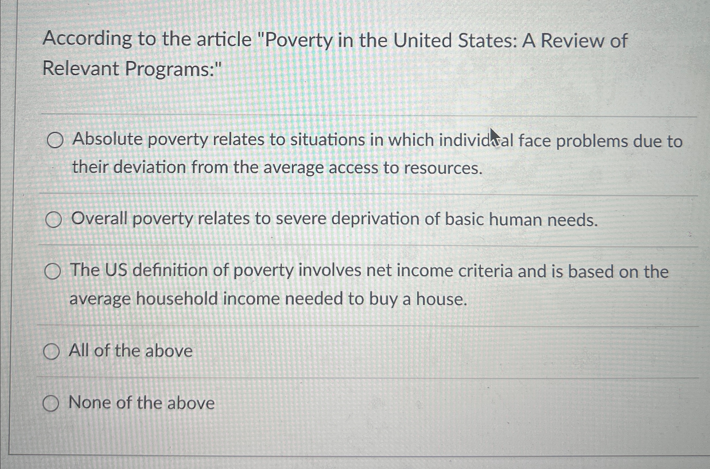Solved According to the article "Poverty in the United | Chegg.com