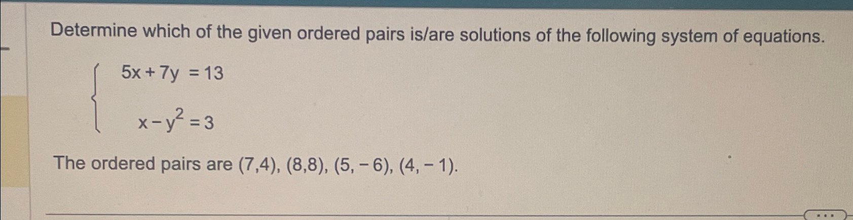 Solved Determine which of the given ordered pairs is/are | Chegg.com