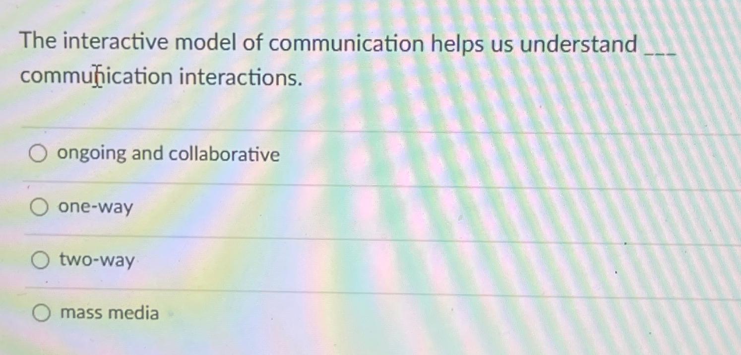 Solved The interactive model of communication helps us | Chegg.com