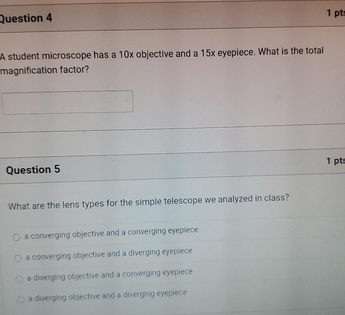 Solved A student microscope has a 10x objective and a 15x | Chegg.com