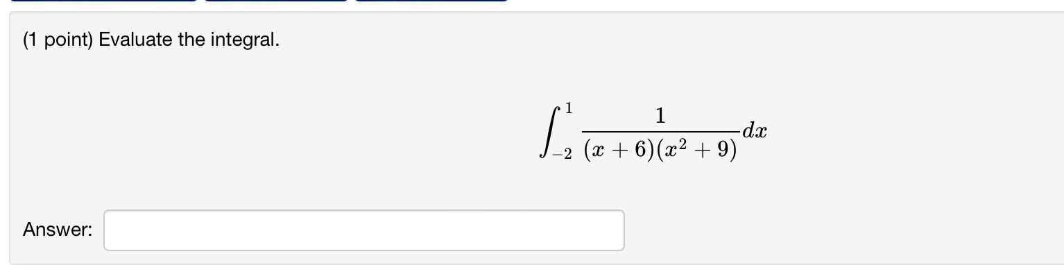 Solved (1 ﻿point) ﻿Evaluate the | Chegg.com