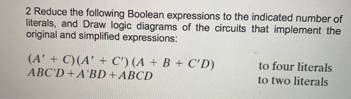 Solved 1 Simplify the following Boolean expressions to a | Chegg.com