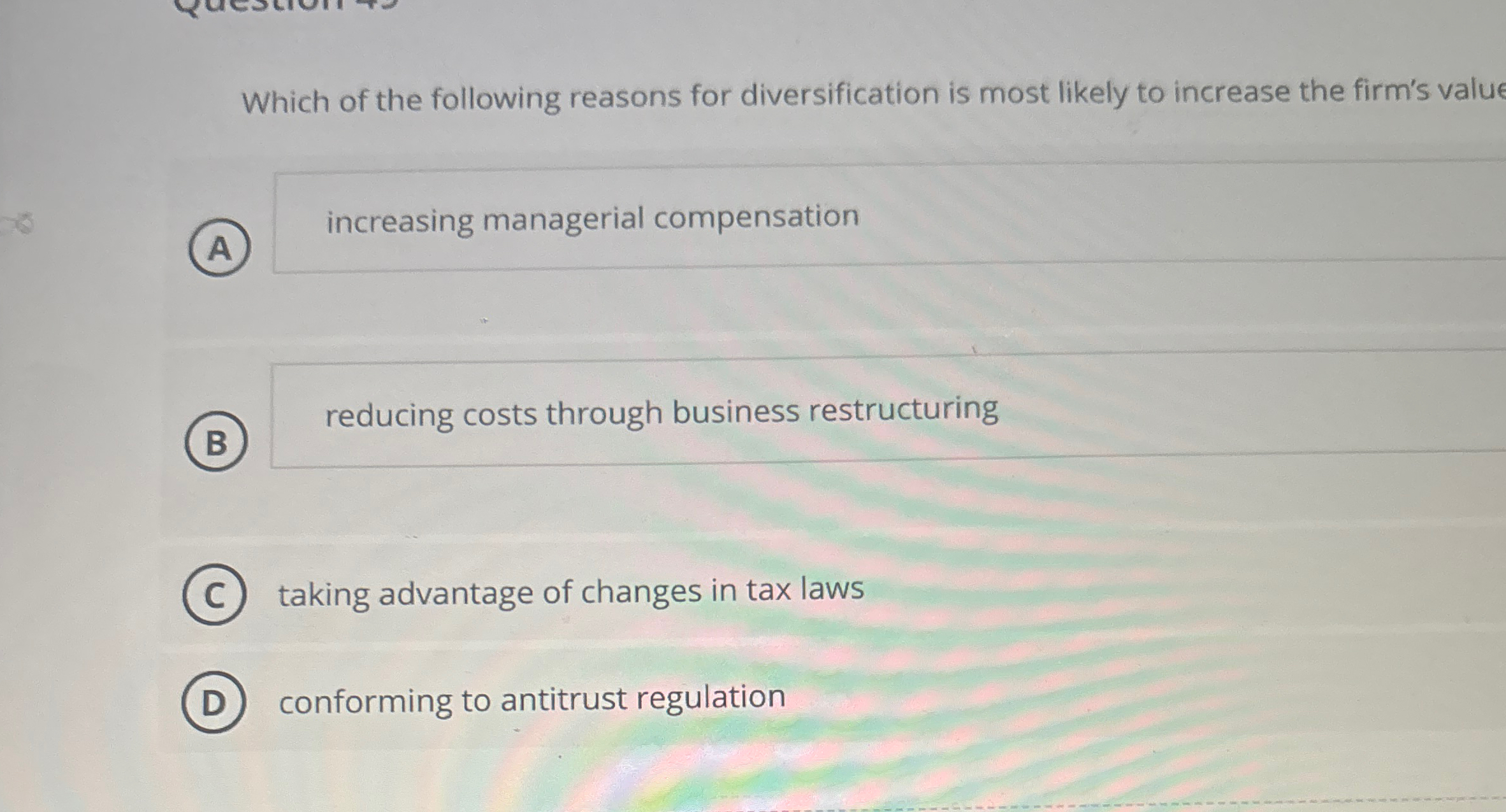 Solved Which of the following reasons for diversification is | Chegg.com