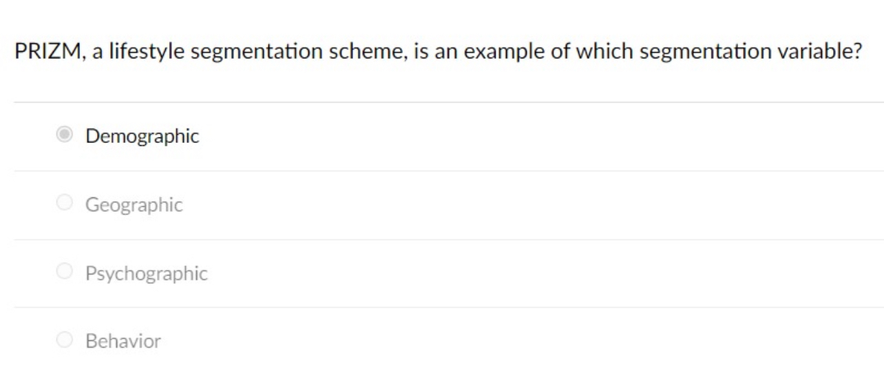 Solved PRIZM, a lifestyle segmentation scheme, is an example | Chegg.com