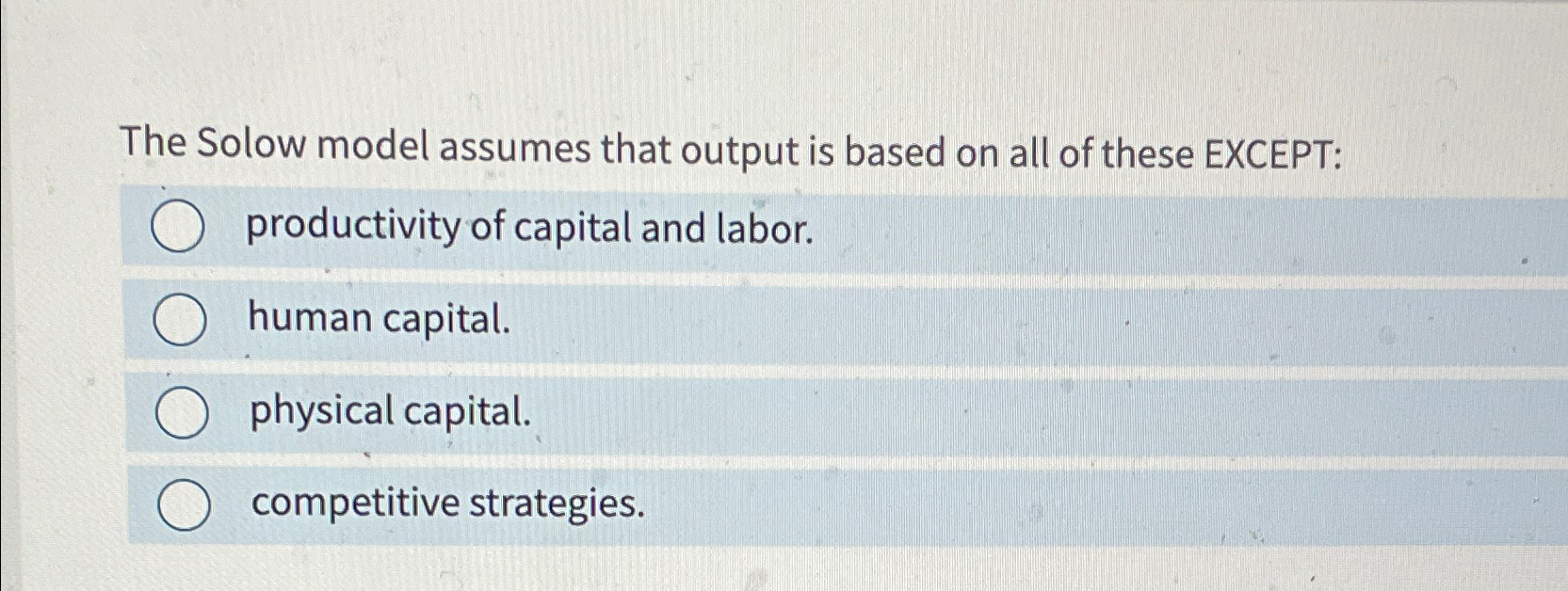 Solved The Solow model assumes that output is based on all | Chegg.com