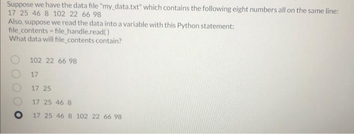 Solved Suppose We Have The Data File My Data Txt Which