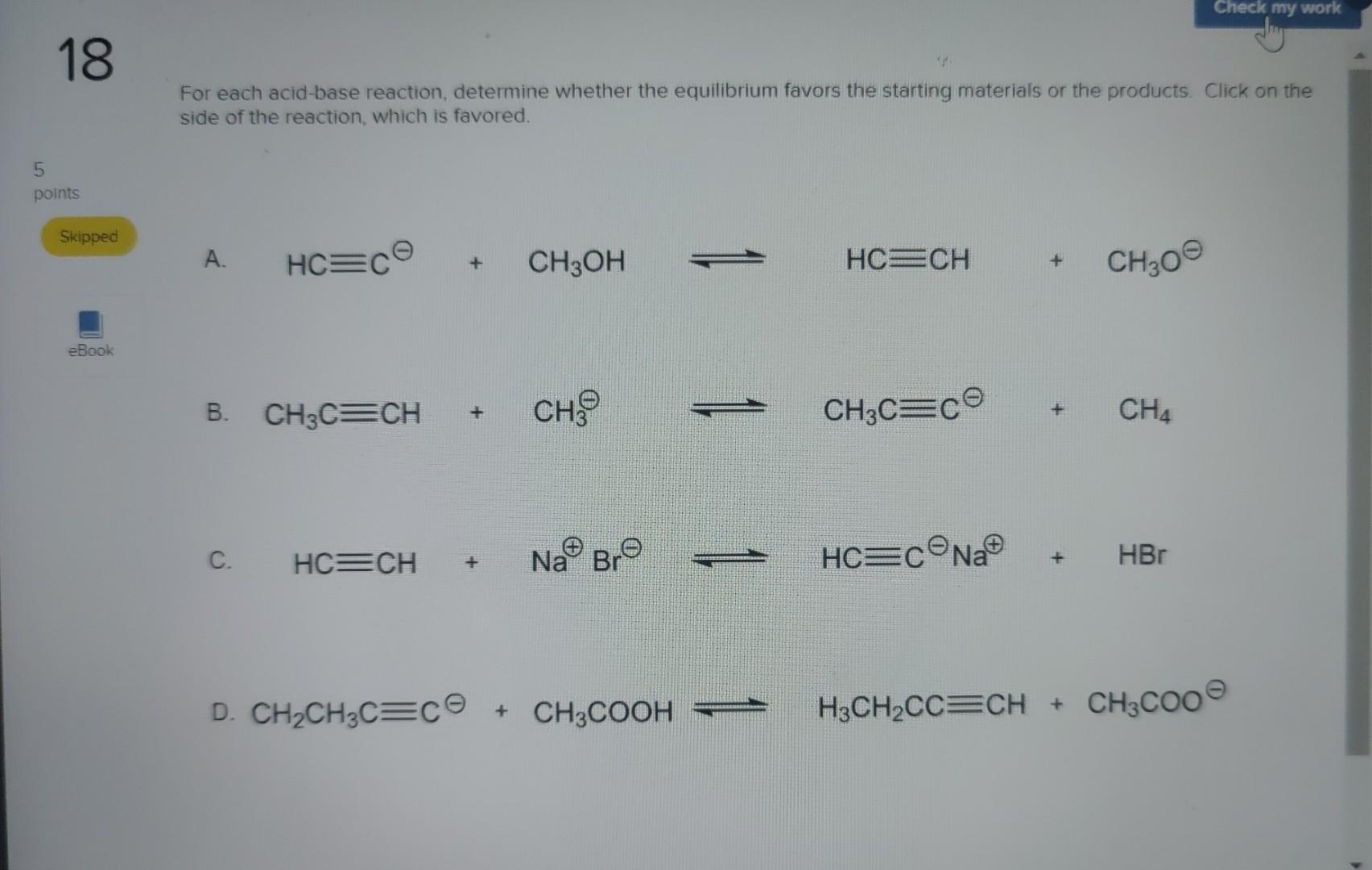 Solved For each acid-base reaction, determine whether the | Chegg.com