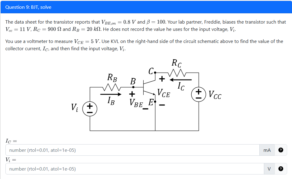 Solved Question 9: BJT, ﻿solve The data sheet for the | Chegg.com