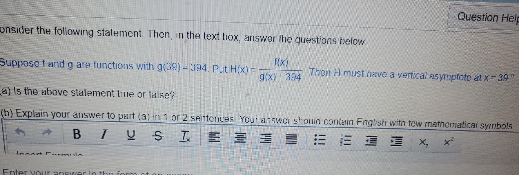 Solved Question Help onsider the following statement. Then, | Chegg.com Solved Question Help onsider the following statement. Then, | Chegg.com