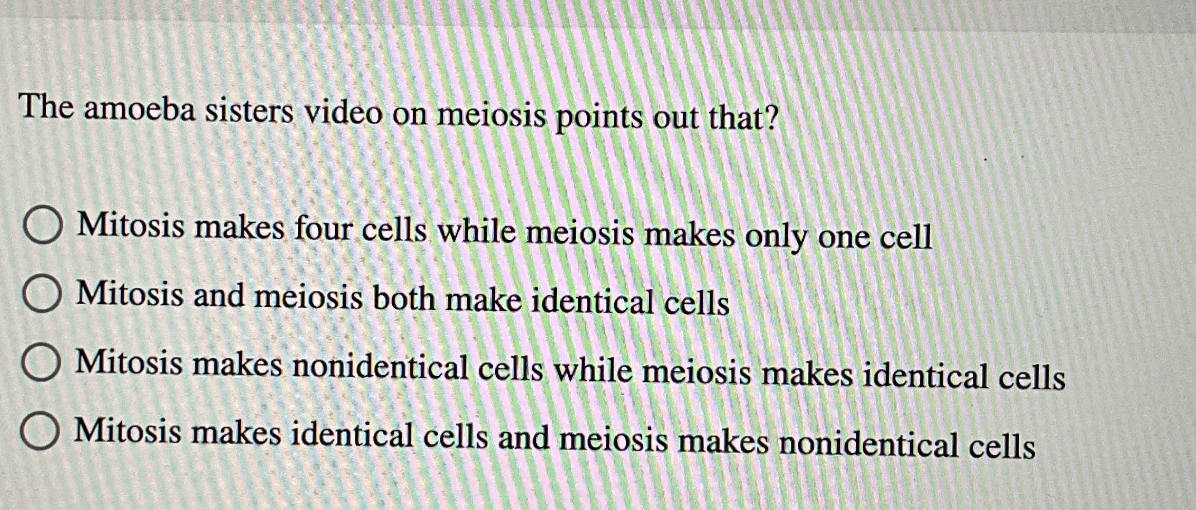Solved The amoeba sisters video on meiosis points out | Chegg.com