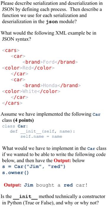 Solved Please Describe Serialization And Deserialization In 2462