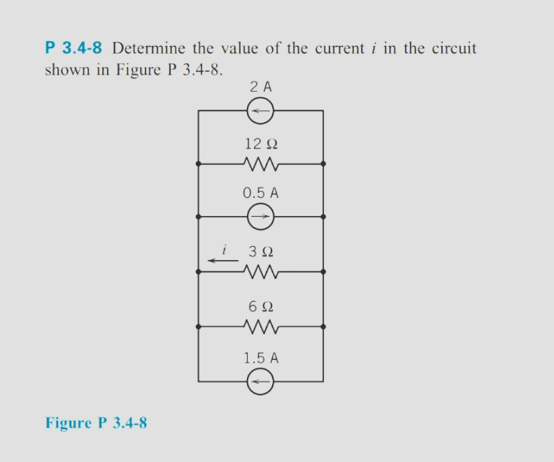 P 3.4-8 ﻿Determine the value of the current \( ﻿i \) | Chegg.com