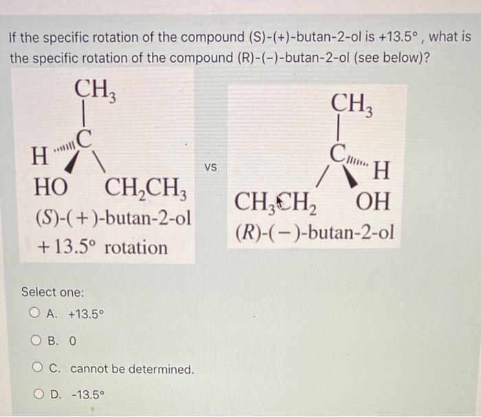 Solved If the specific rotation of the compound | Chegg.com