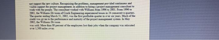 Solved Williams Machine Tool Company Far 85 years, the | Chegg.com