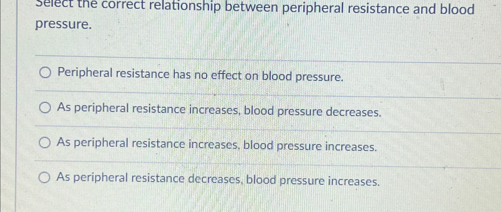 Solved select the correct relationship between peripheral | Chegg.com