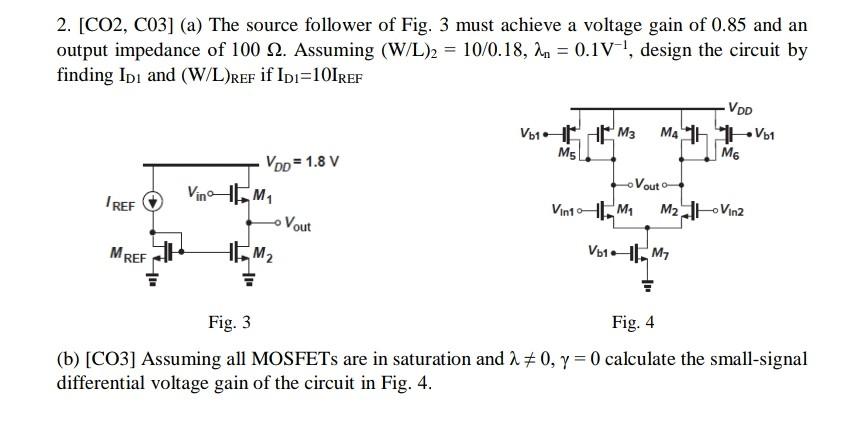 Solved 2. [CO2, C03] (a) The source follower of Fig. 3 must | Chegg.com