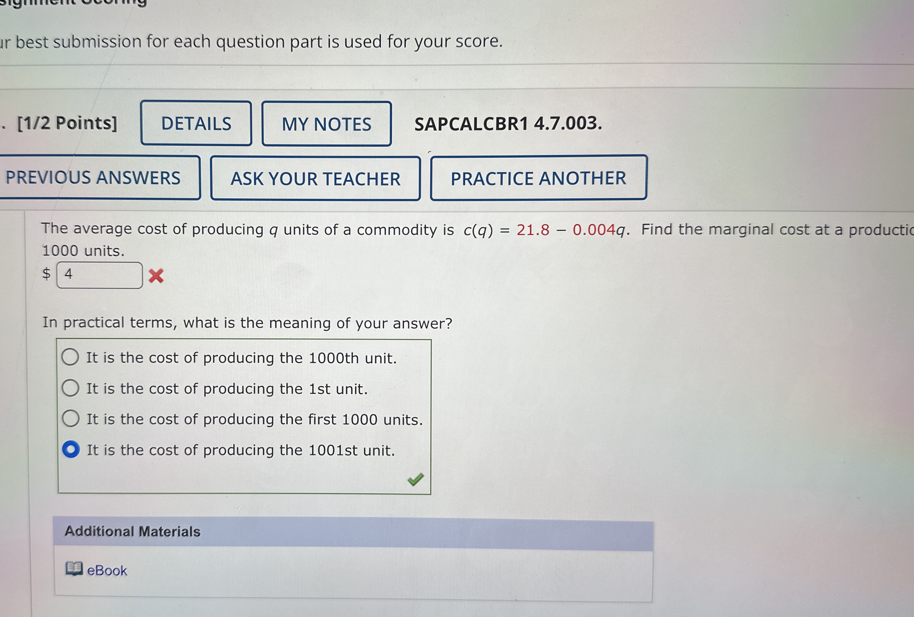 Solved best submission for each question part is used for | Chegg.com