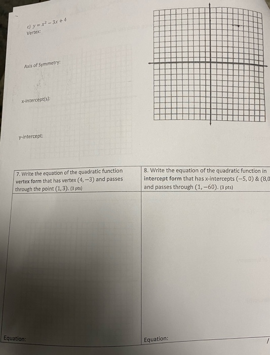 Solved quadratic Functions and op the following quadratic | Chegg.com