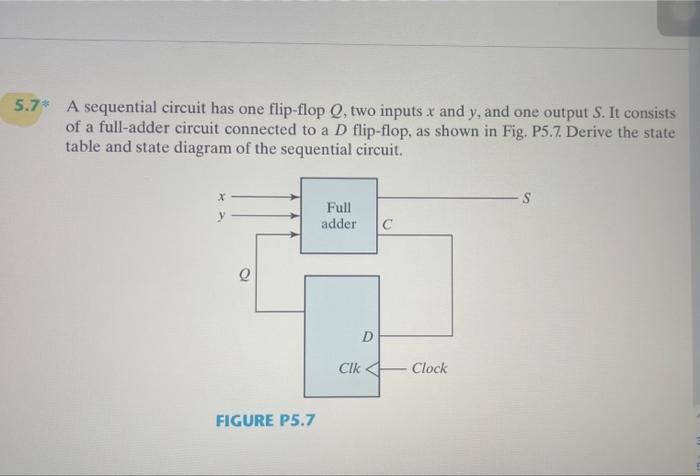 Solved 7: A sequential circuit has one flip-flop Q, two | Chegg.com