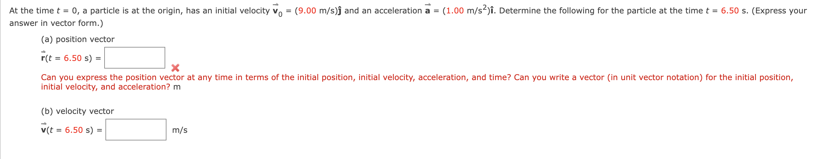 Solved answer in vector form.)(a) ﻿position | Chegg.com