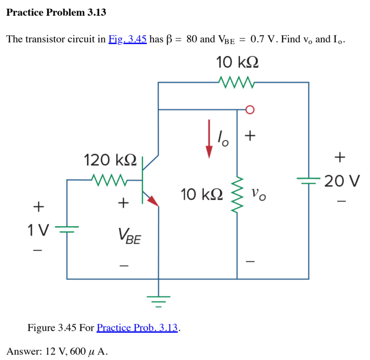Solved Practice Problem 3 13the Transistor Circuit In Fig