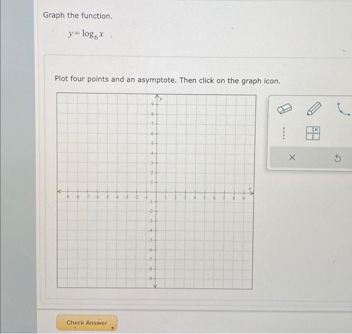 Solved Graph the function. y=logg* Plot four points and an | Chegg.com