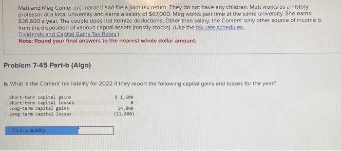 Solved Problem 7-45 (LO 7-2) (Algo) [The following | Chegg.com