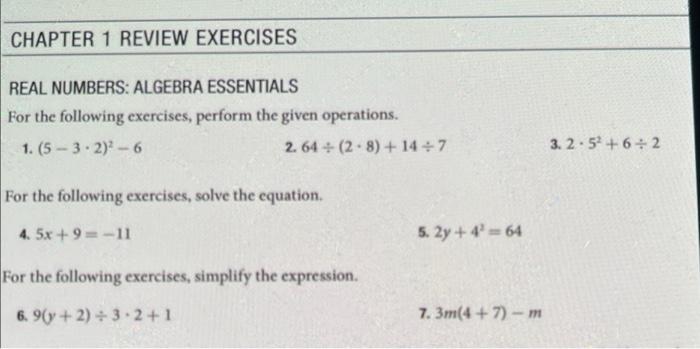 Solved CHAPTER 1 REVIEW EXERCISES REAL NUMBERS: ALGEBRA | Chegg.com