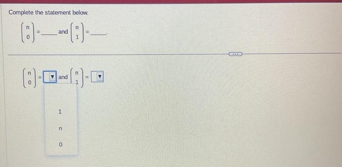 Solved Complete the statement below. (n0)= and (n1)= (n0)= | Chegg.com