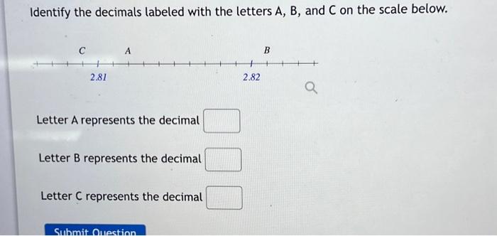 Identify the decimals labeled with the letters A, B, | Chegg.com