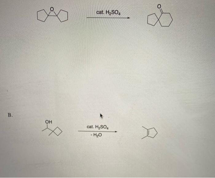 Solved cat. H2SO4 B. OH cat. H2SO4 - H2O | Chegg.com