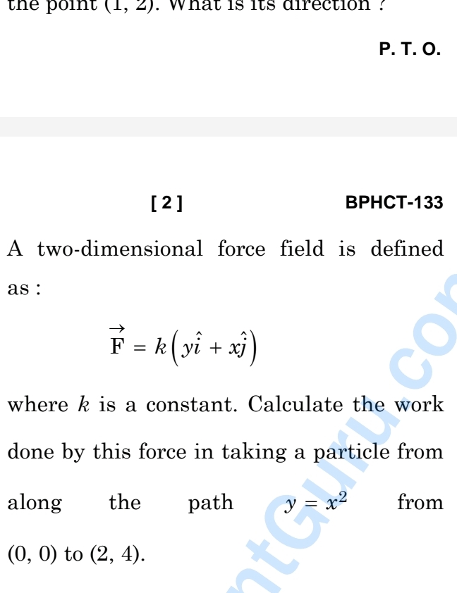 Solved P. ﻿T. ﻿O.[ 2 ]BPHCT-133A two-dimensional force field | Chegg.com