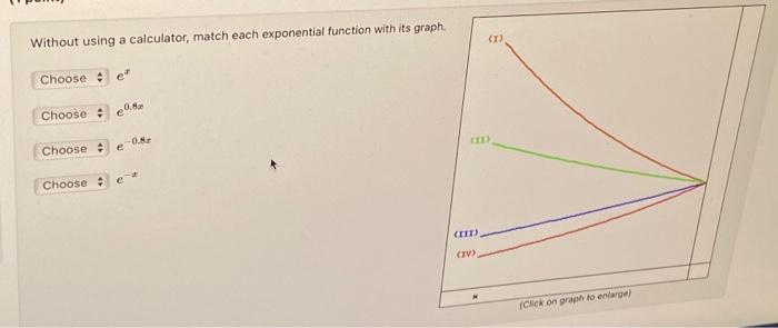 Solved Without using a calculator, match each exponential | Chegg.com